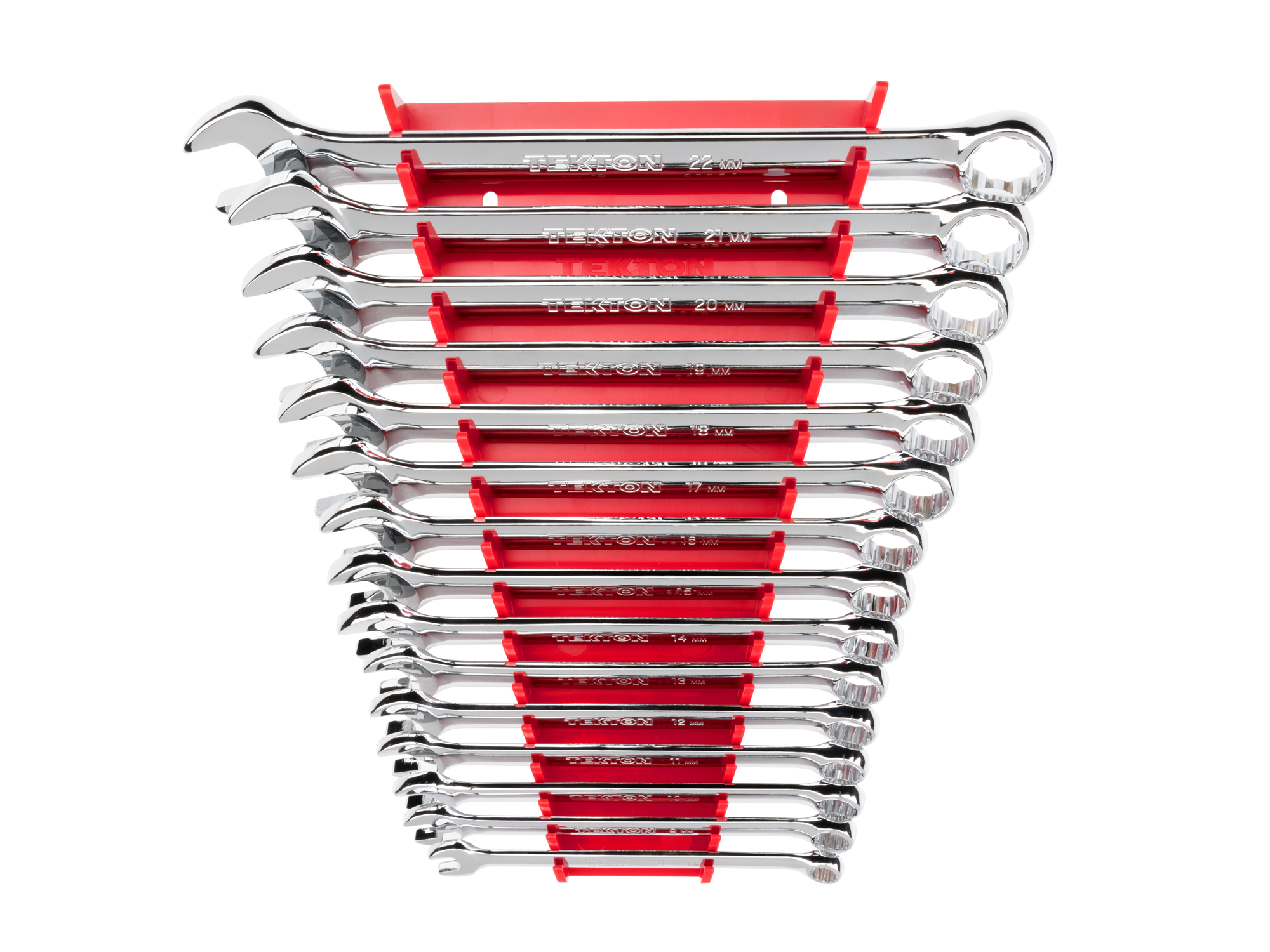 15-Piece Combination Wrench Set (8-22 mm) - Rack | TEKTON
