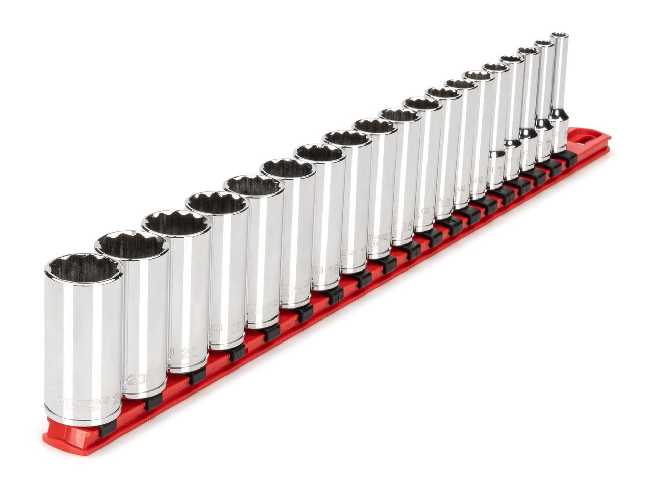 3/8 Inch Drive Deep 12-Point Socket Set (6 - 24 mm) | TEKTON