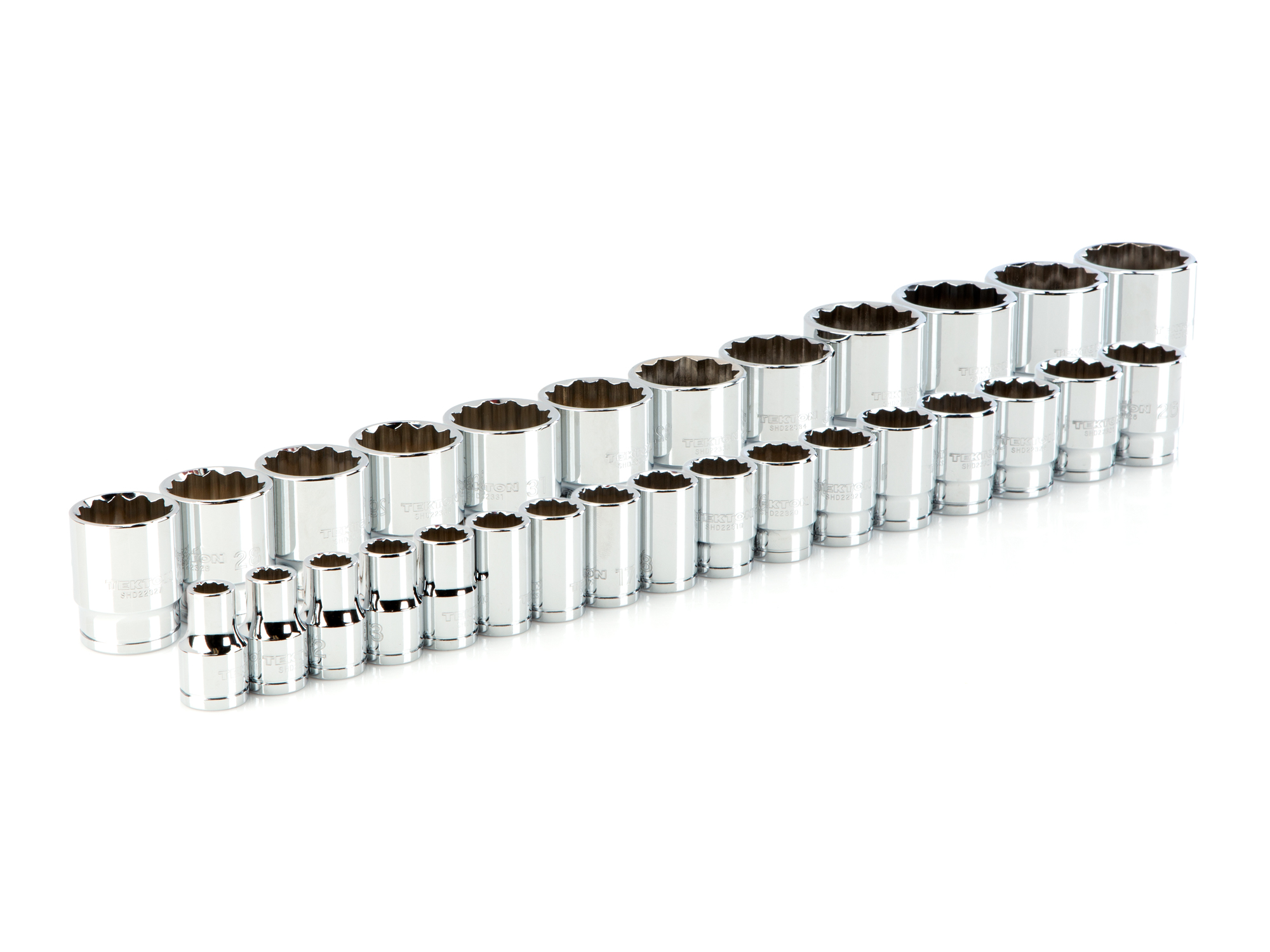 29-Piece 1/2 Inch Drive 12-Point Socket Set (10–38 mm) | TEKTON