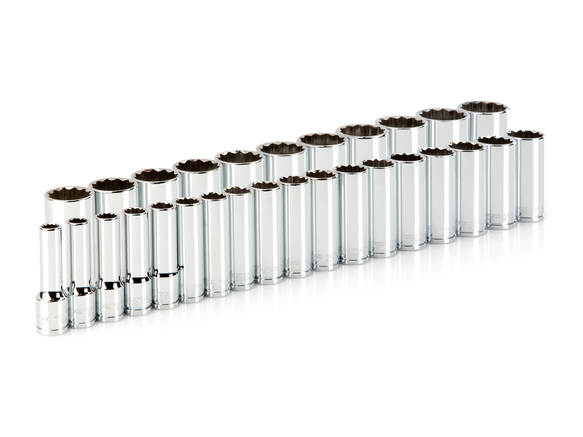 29-Piece 1/2 Inch Drive Deep 12-Point Socket Set (10–38 mm) | TEKTON