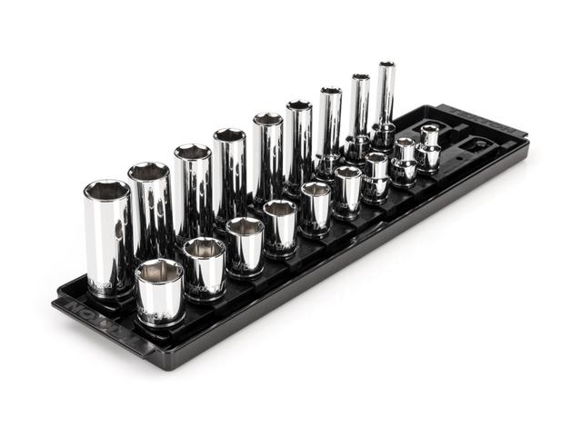 3/8 Inch Drive Shallow and Deep 6-Point Socket Set (18-Piece) | TEKTON