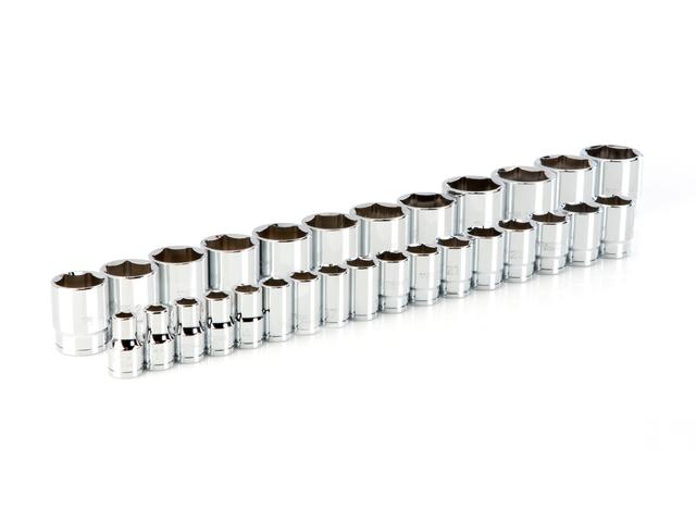 1/2 Inch Drive Shallow 6-Point Socket Set (10 - 38 mm) | TEKTON