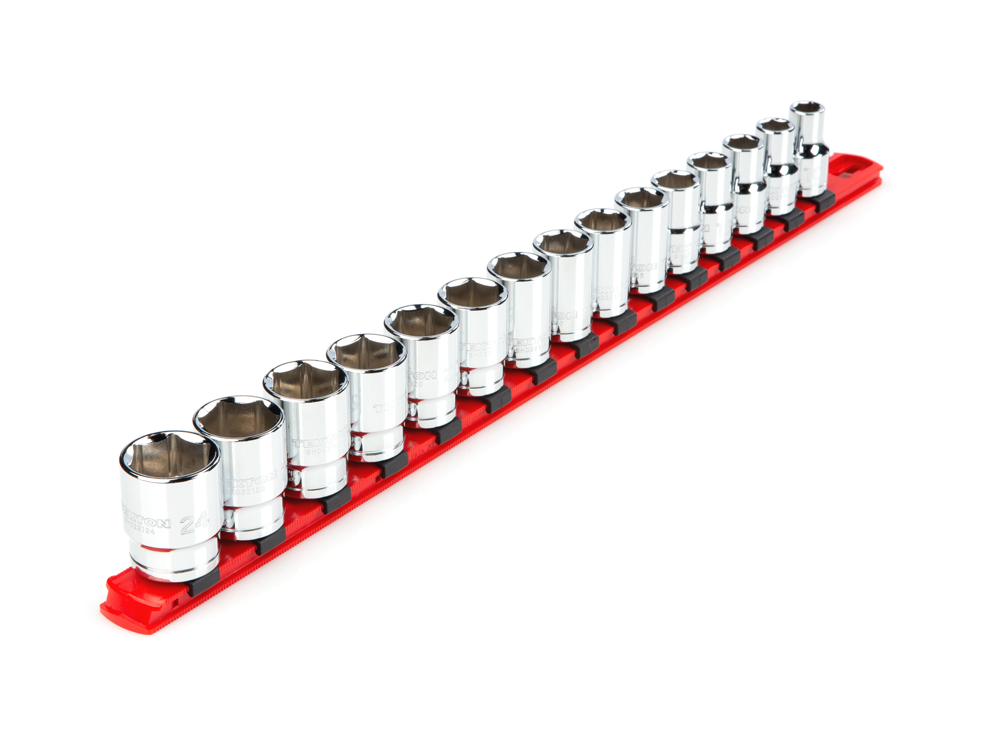 1/2 Inch Drive Shallow 6-Point Socket Set (10 - 24 mm) | TEKTON