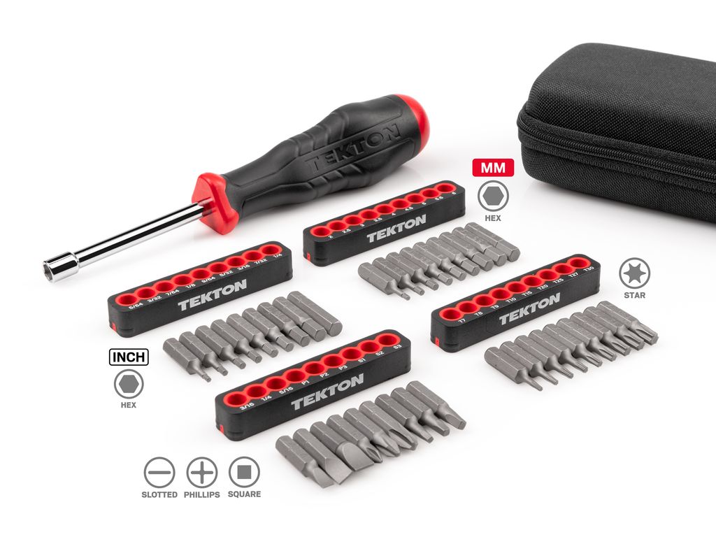 37-Piece 1/4 Inch High-Torque Driver and Bit Set with Case) | TEKTON