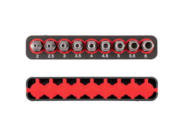 9-Piece 1/4 Inch Metric Tamper Hex Bit Set with Rail | TEKTON