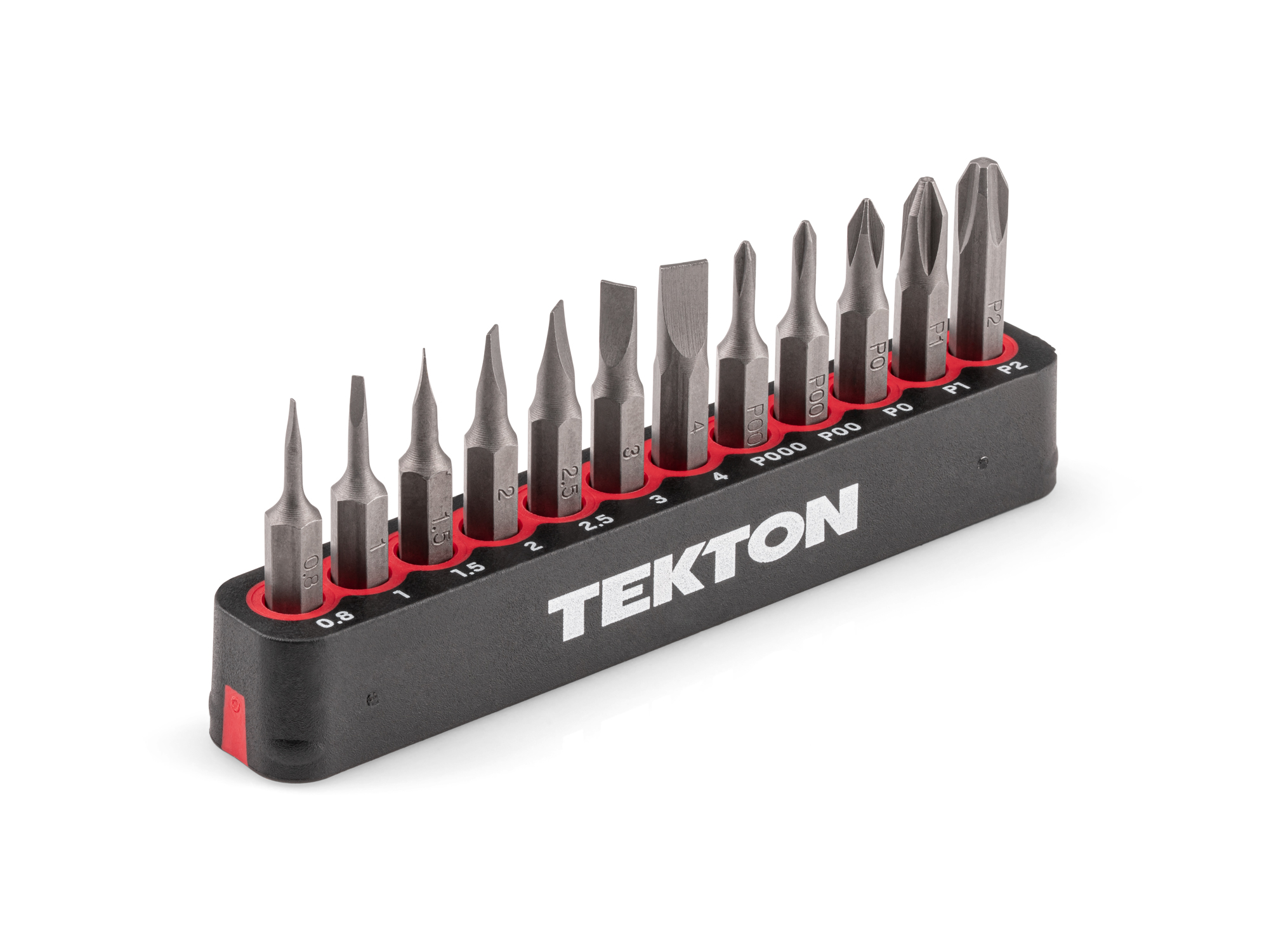 4 mm Phillips and Slotted Bit Set with Rail (12-Piece) | TEKTON