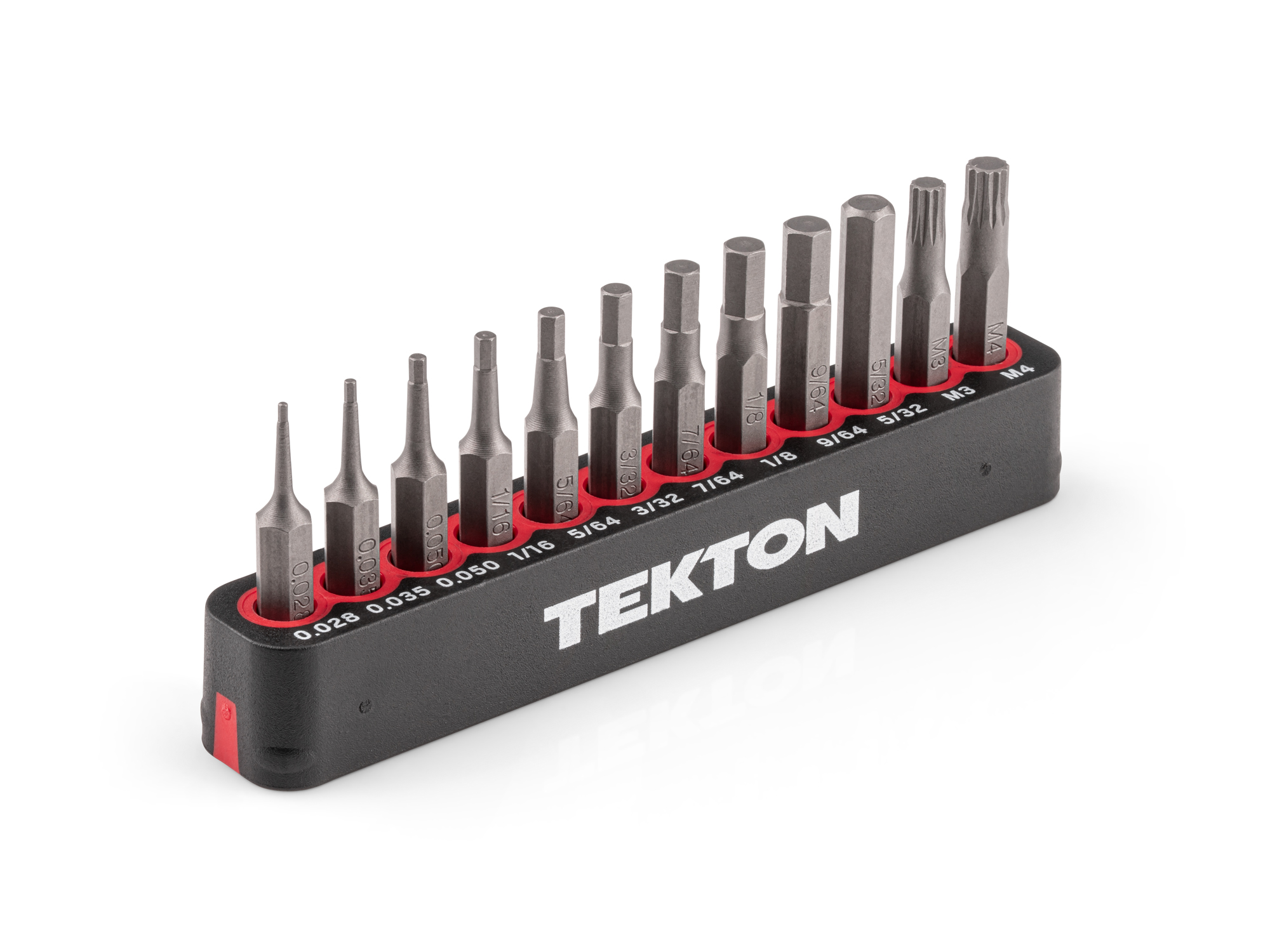 4 mm Hex and Triple Square Bit Set with Rail (12-Piece) | TEKTON
