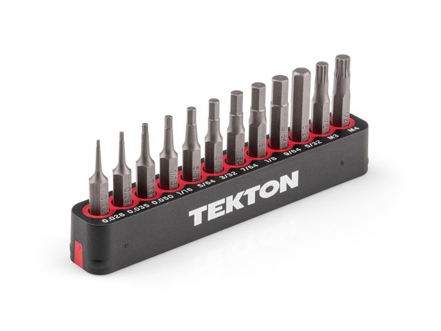 4 mm Hex and Triple Square Bit Set with Rail (12-Piece) | TEKTON