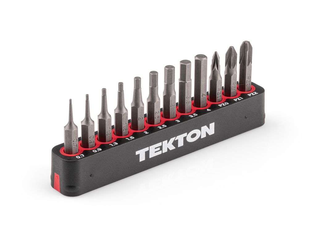4 mm Hex and Pozi Bit Set with Rail (12-Piece) | TEKTON