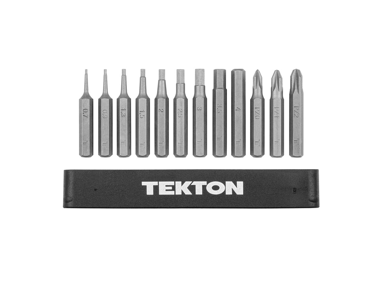 4 mm Hex and Pozi Bit Set with Rail (12-Piece) | TEKTON