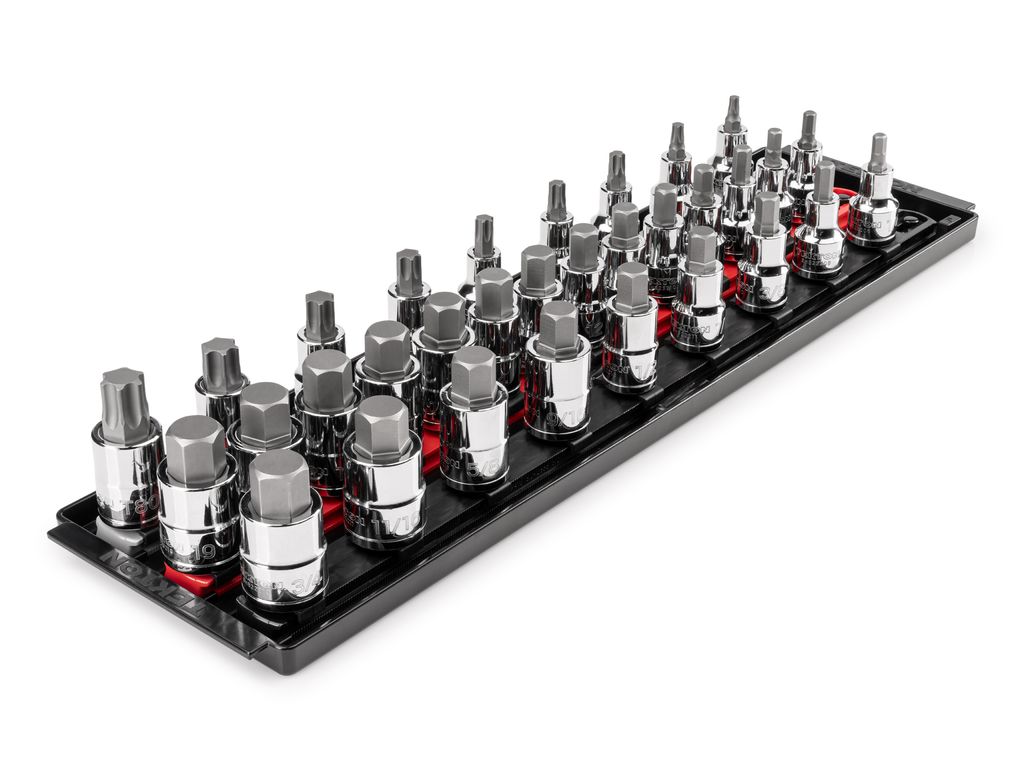 1/2 Inch Drive Hex/Torx Bit Socket Set with Rails (32-Piece) | TEKTON