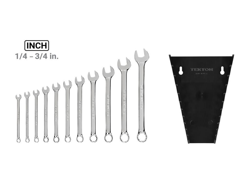 Combination Wrench Set, 11-Piece (Rack) | TEKTON | WCB91103