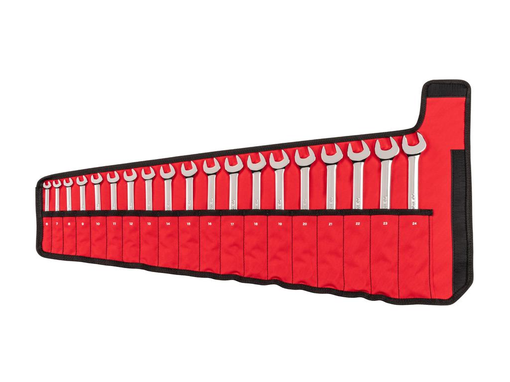 19-Piece Combination Wrench Set (6-24 mm) - Rack | TEKTON