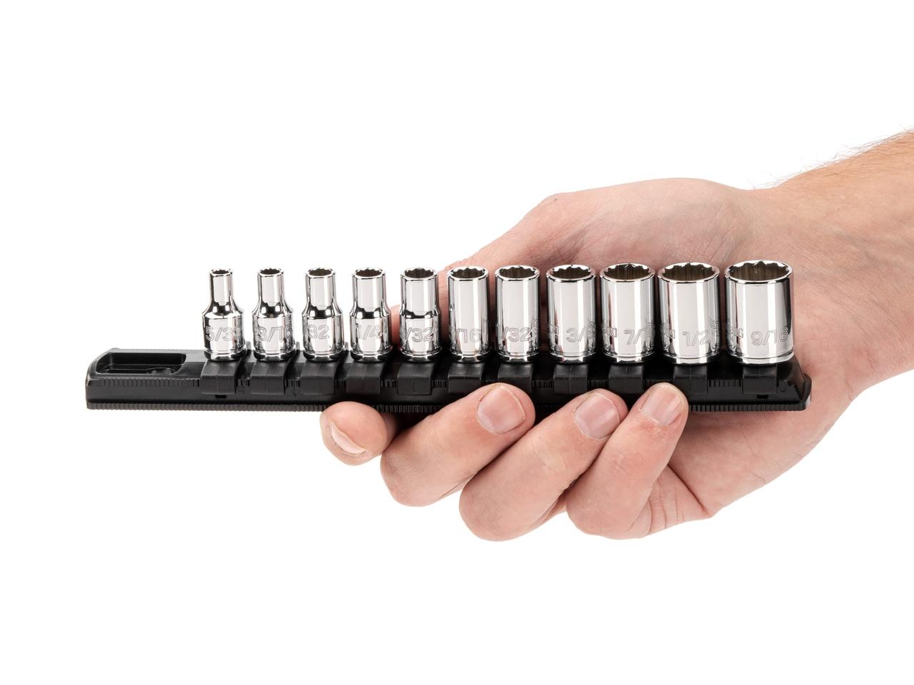 1/4 Inch Drive Shallow 12-Point Socket Set (5/32 - 9/16 in.) | TEKTON