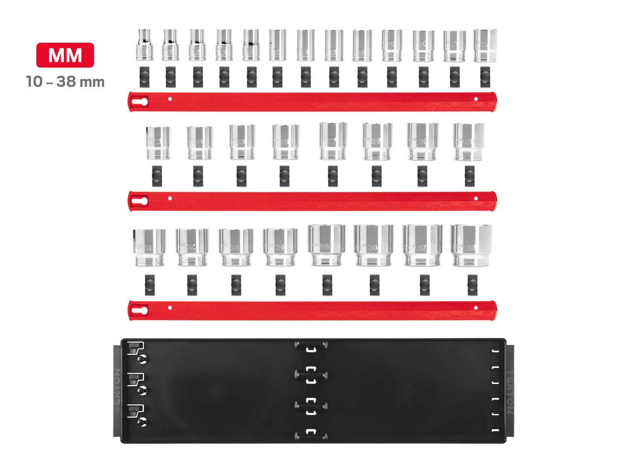 29-Piece 1/2 Inch Drive 12-Point Socket Set (10–38 mm) | TEKTON