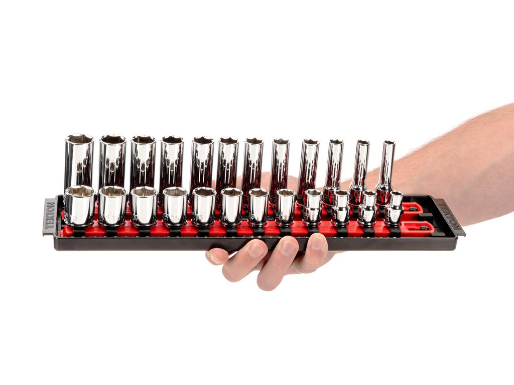 3/8 Inch Drive Shallow and Deep 6-Point Socket Set (24-Piece) | TEKTON