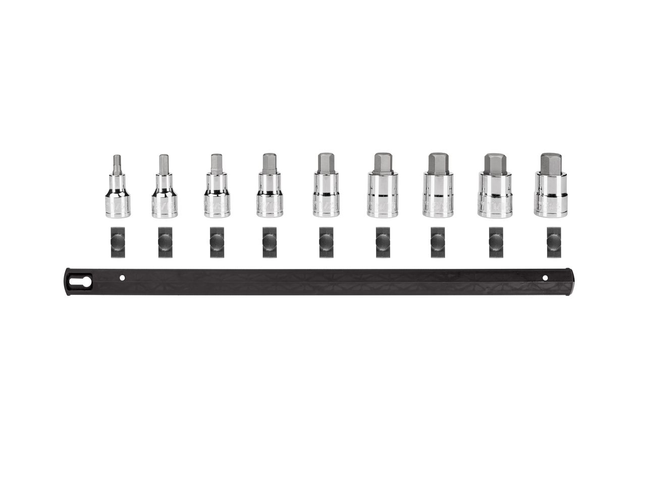 1/2 Inch Drive Hex Bit Socket Set with Rail (1/4–3/4 in.) | TEKTON