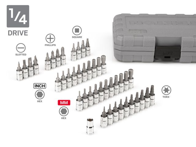 198-Piece 1/4, 3/8, 1/2 Inch Drive Bit Socket Set | TEKTON