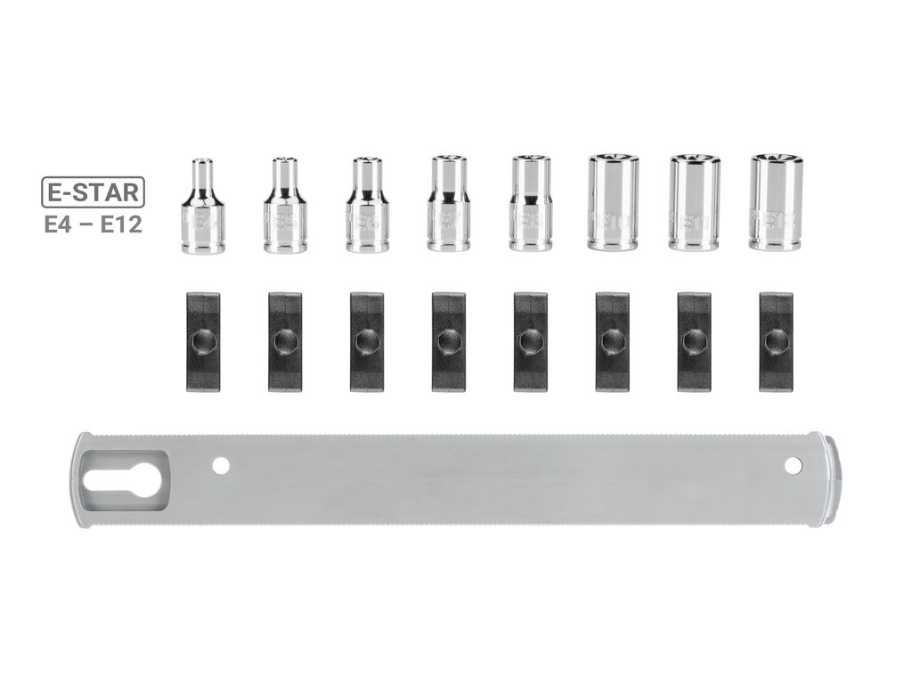 1/4 Inch Drive External Star Socket Set (E4–E12) | TEKTON