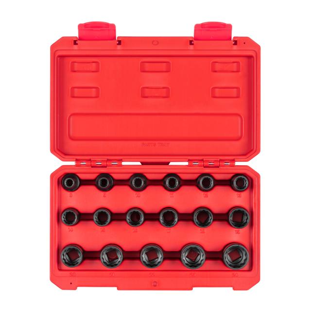 1/2 Inch Drive Shallow 12-Point Impact Socket Set (8 - 24 mm) | TEKTON