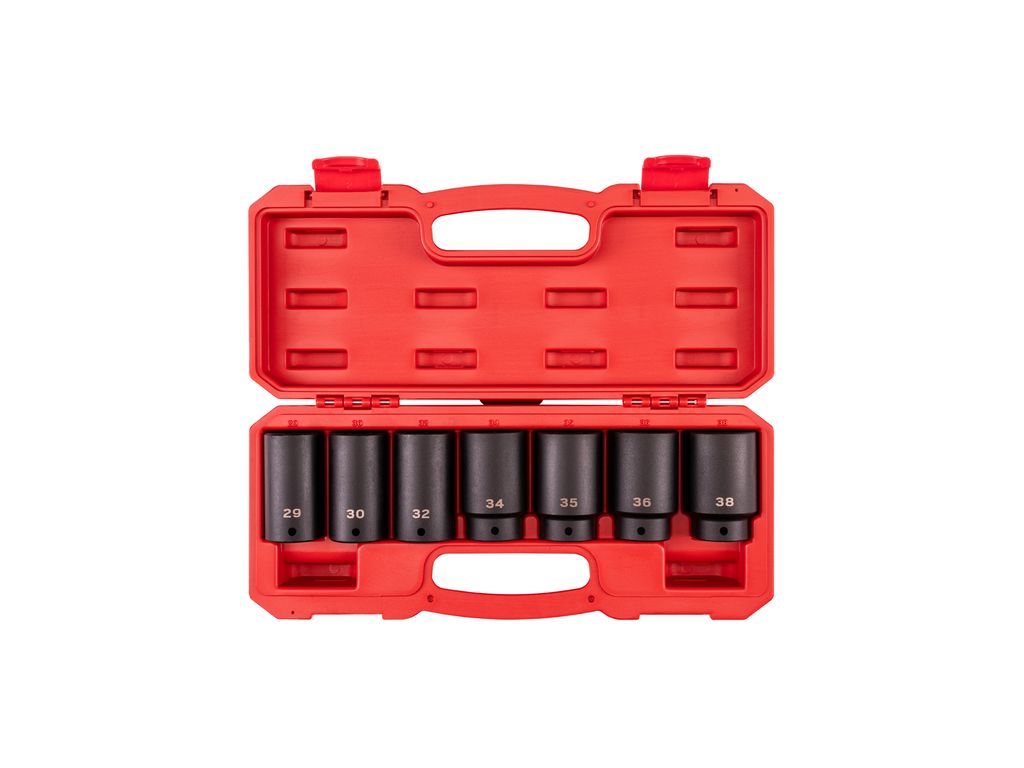 1/2 Inch Drive Deep 6-Point Axle Nut Socket Set, 29 - 38 mm | TEKTON