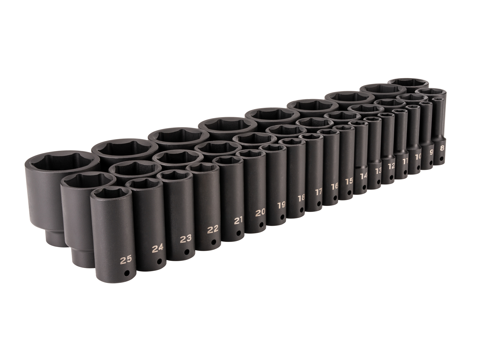 1/2 Inch Drive Deep 6-Point Impact Socket Set (8 - 50 mm) | TEKTON