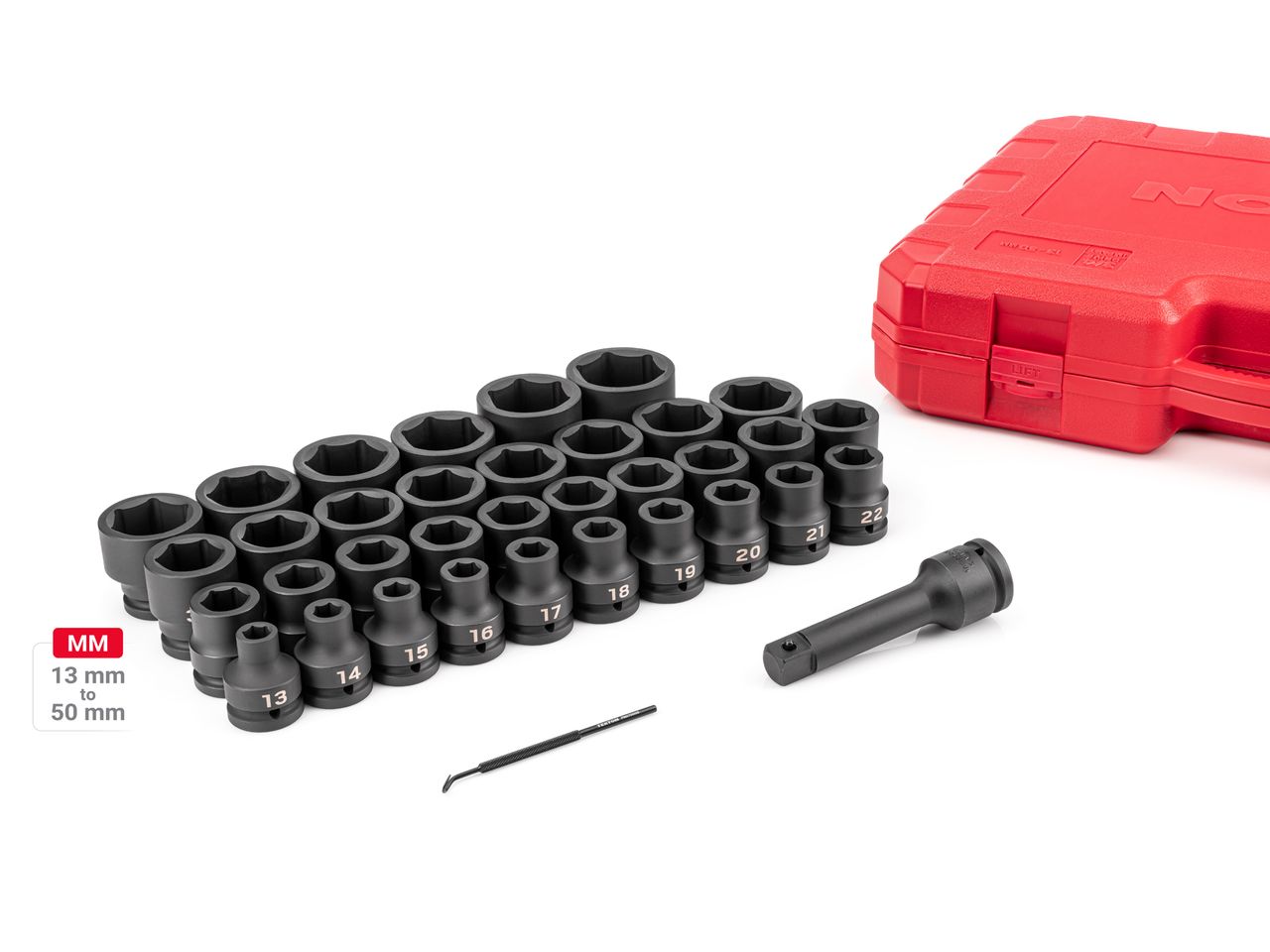 3/4 Inch Drive Impact Socket Set with Case (13–50 mm) | TEKTON