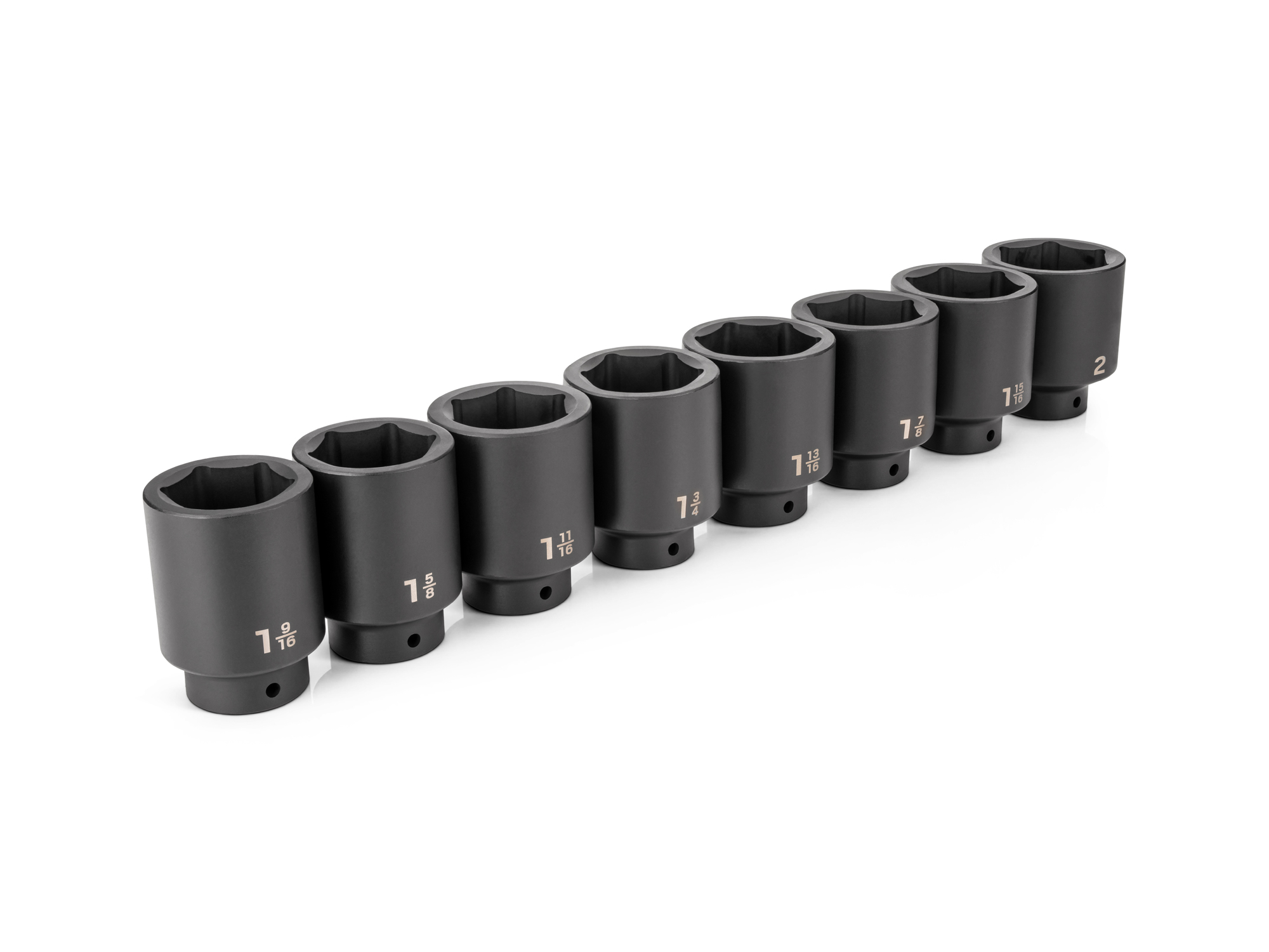 1/2 Inch Drive Deep 6-Point Impact Socket Set (1-9/16 - 2 in) | TEKTON
