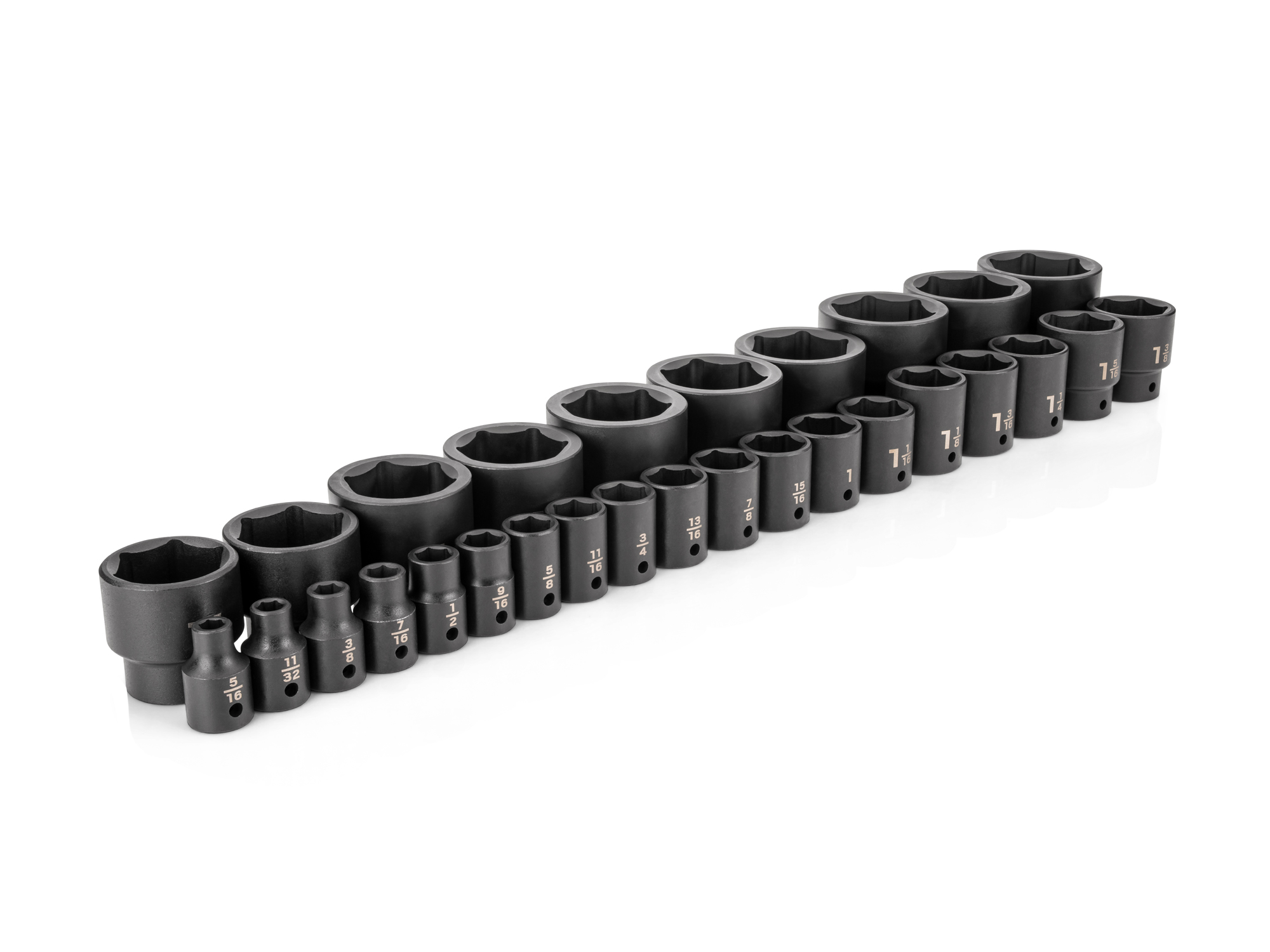 1/2 Inch Drive Shallow 6-Point Impact Socket Set (5/16-2 in.) | TEKTON