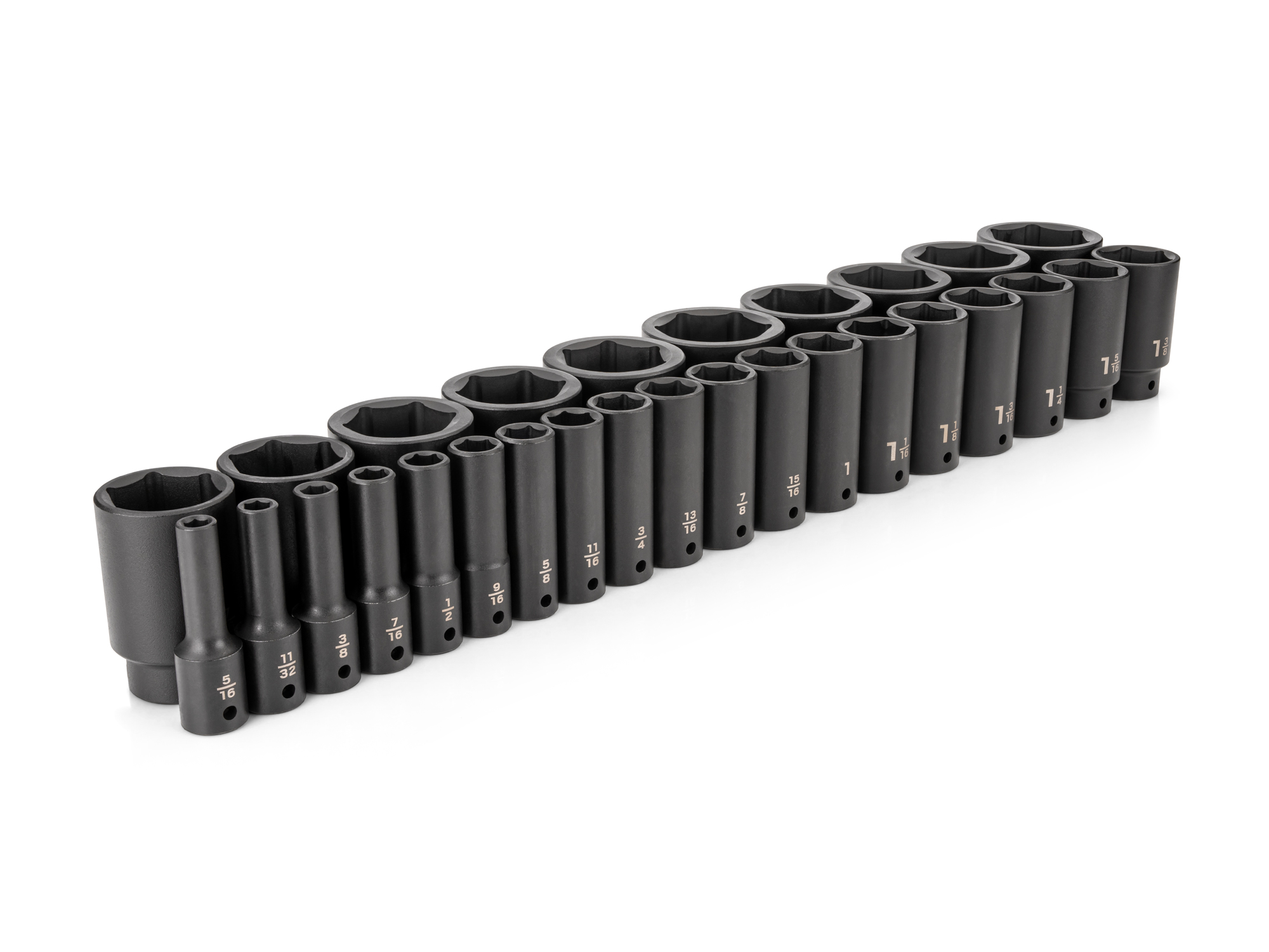 1/2 Inch Drive Deep 6-Point Impact Socket Set (5/16 - 2 in.) | TEKTON