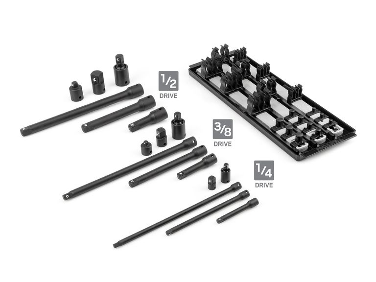 Impact Extension/Accessory Set with Rail (1/4–1/2 in. Drive) | TEKTON