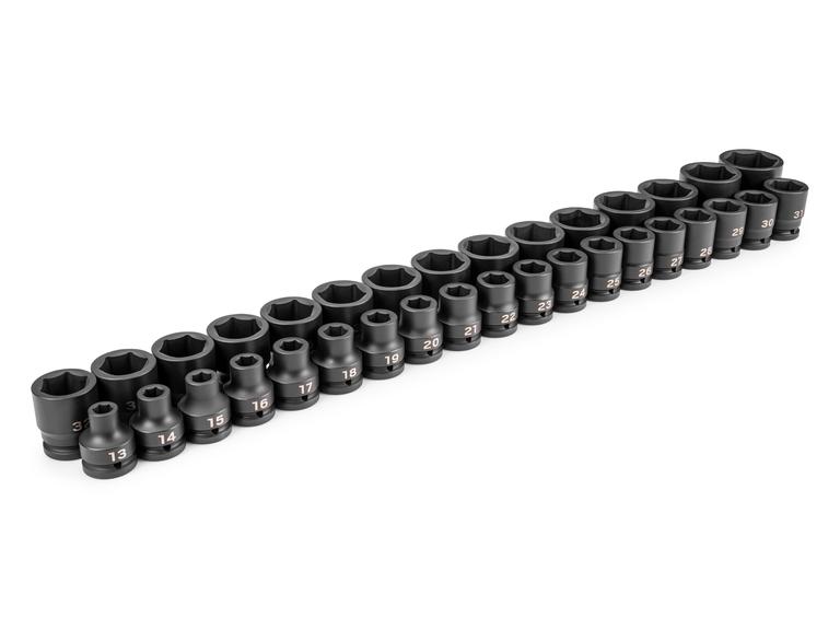 3/4 Inch Drive Shallow 6-Point Impact Socket Set (13 - 50 mm) | TEKTON