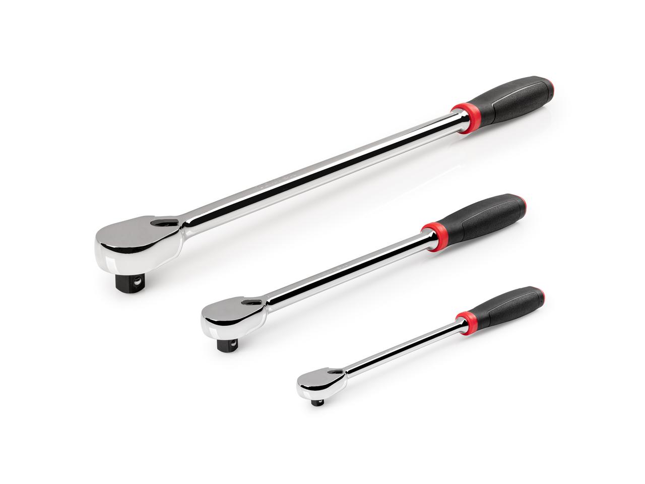 1/4, 3/8, 1/2 Inch Drive Comfort Grip Long Ratchet Set | TEKTON