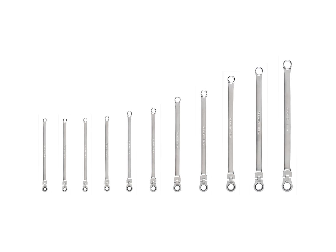 Fixed/Flex Long 12-Point Ratcheting Wrench Set (11-Piece) | TEKTON