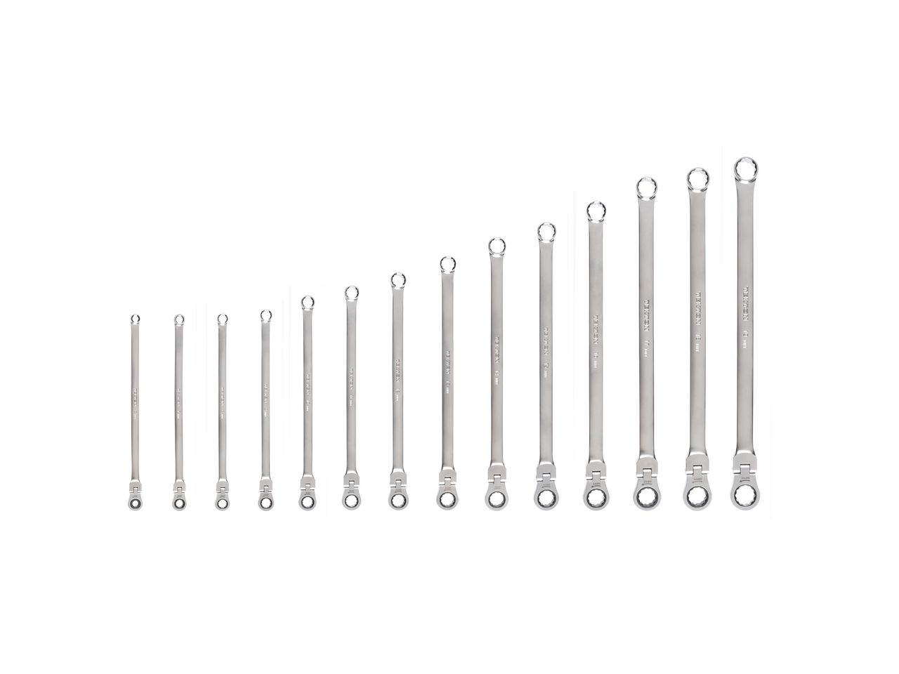 Fixed/Flex Long 12-Point Ratcheting Wrench Set (14-Piece) | TEKTON