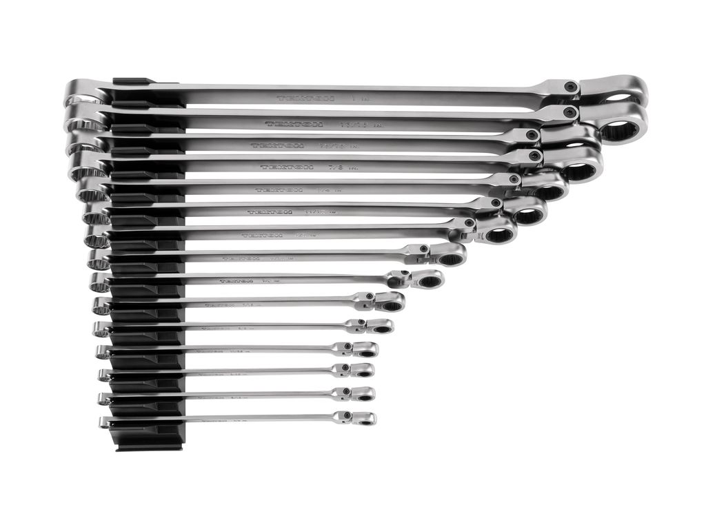 Fixed/Flex Ratcheting Wrench Set with Organizer (15-Piece) | TEKTON