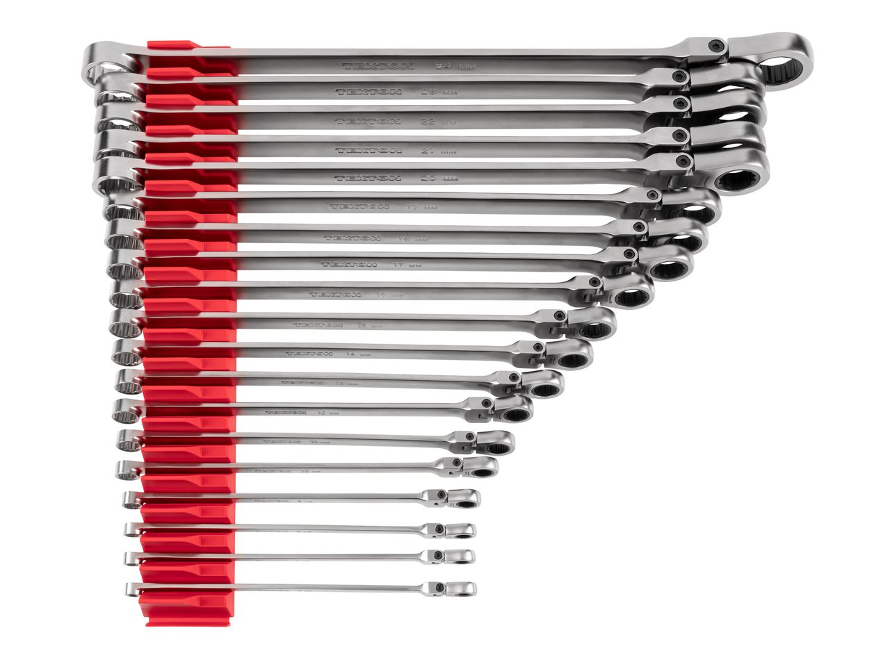 Fixed/Flex Ratcheting Wrench Set with Organizer (19-Piece) | TEKTON