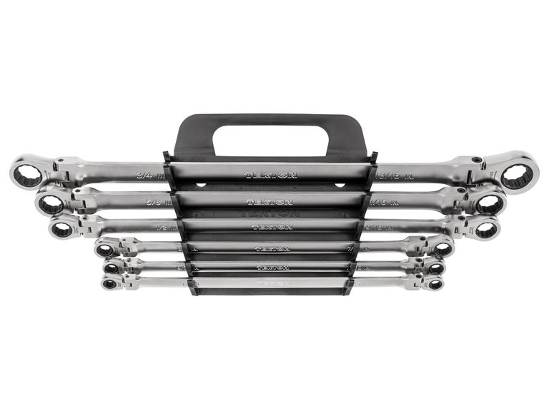 6-Piece Long Flex Ratcheting Box End Wrench Set with Holder | TEKTON