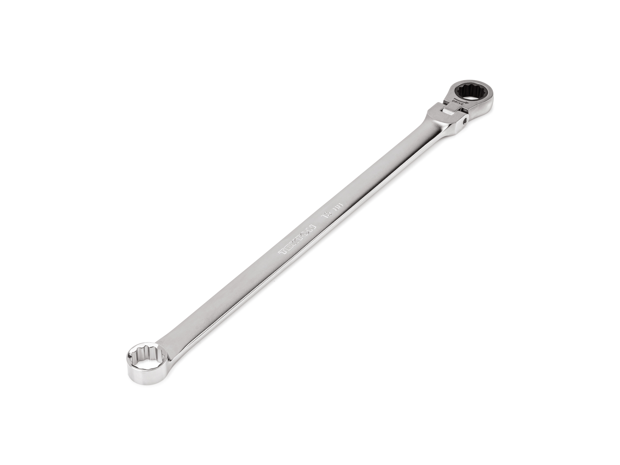 16 mm Fixed/Flex Head Long 12-Point Ratcheting Box End Wrench | TEKTON