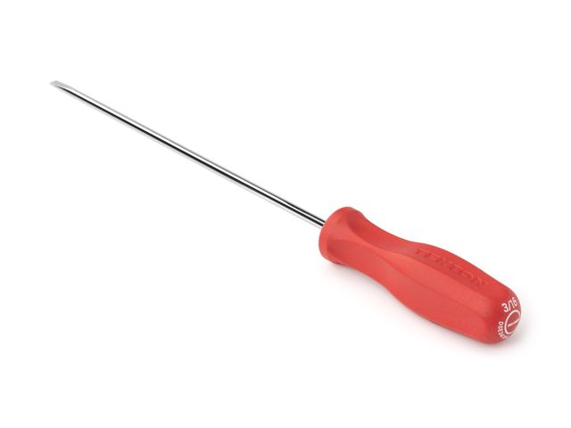 Long 3/16 Inch Slotted Hard-Handle Screwdriver | TEKTON