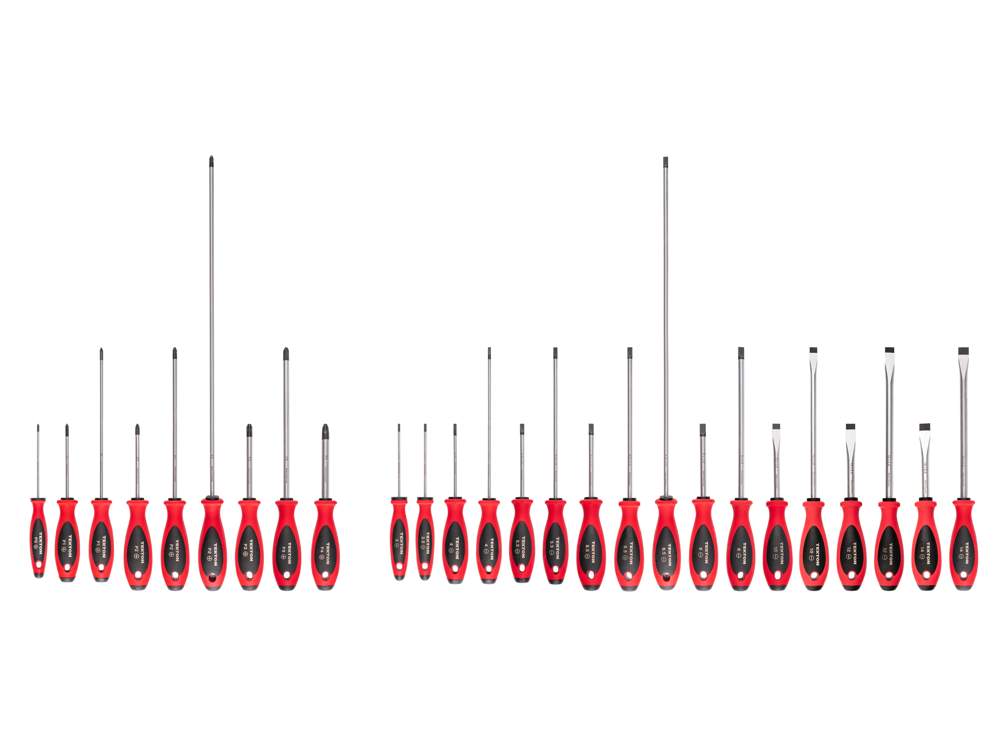 Phillips/Slotted Screwdriver Set, 26-Piece (#0–#4, 3–14 mm) | TEKTON