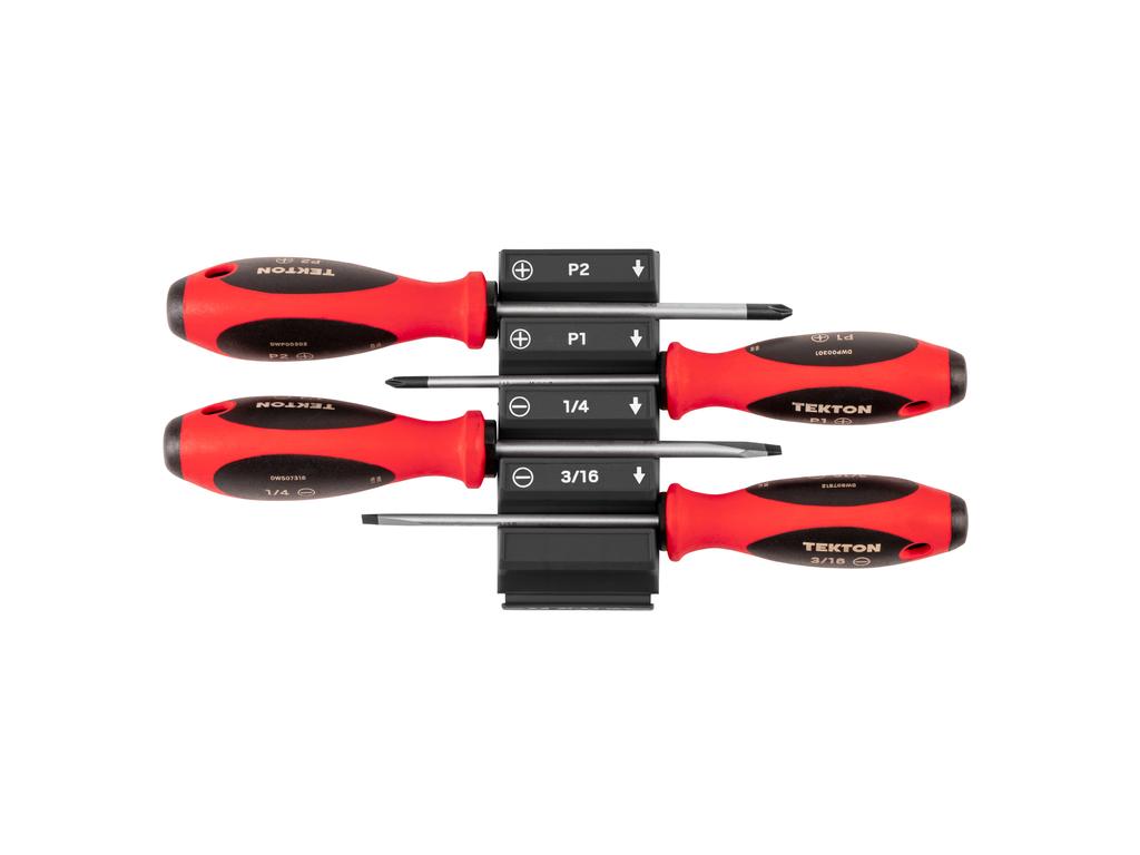 4-Piece Phillips and Slotted Screwdriver Set with Organizers | TEKTON