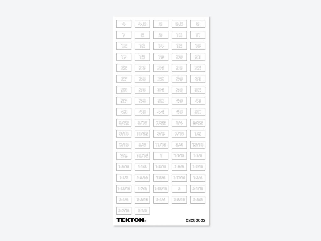 Socket Clip Label Sheet | TEKTON