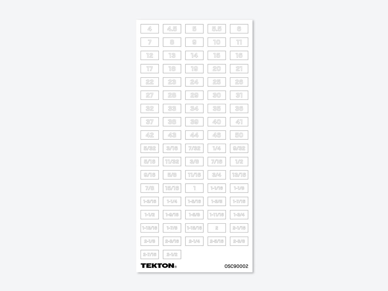 Socket Clip Label Sheet | TEKTON