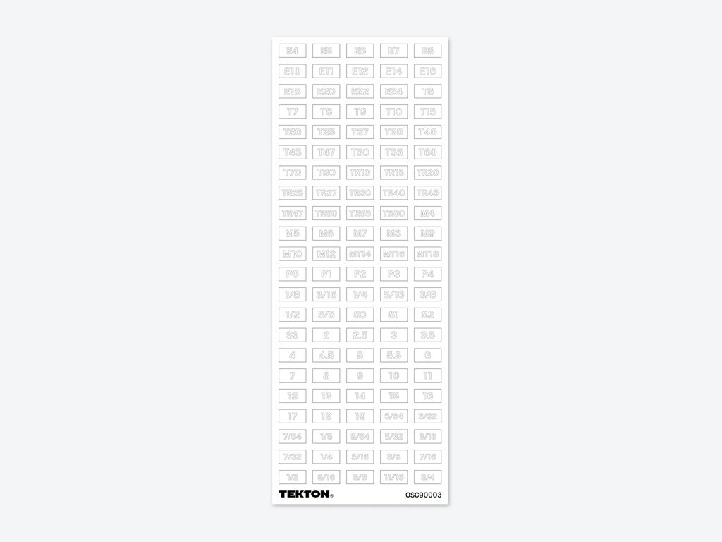 E-Star and Bit Socket Clip Label Sheet | TEKTON