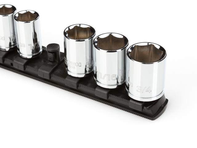 3/8 Inch Drive x 8 Inch Socket Rail, 10 Clips (Black) | TEKTON | USA