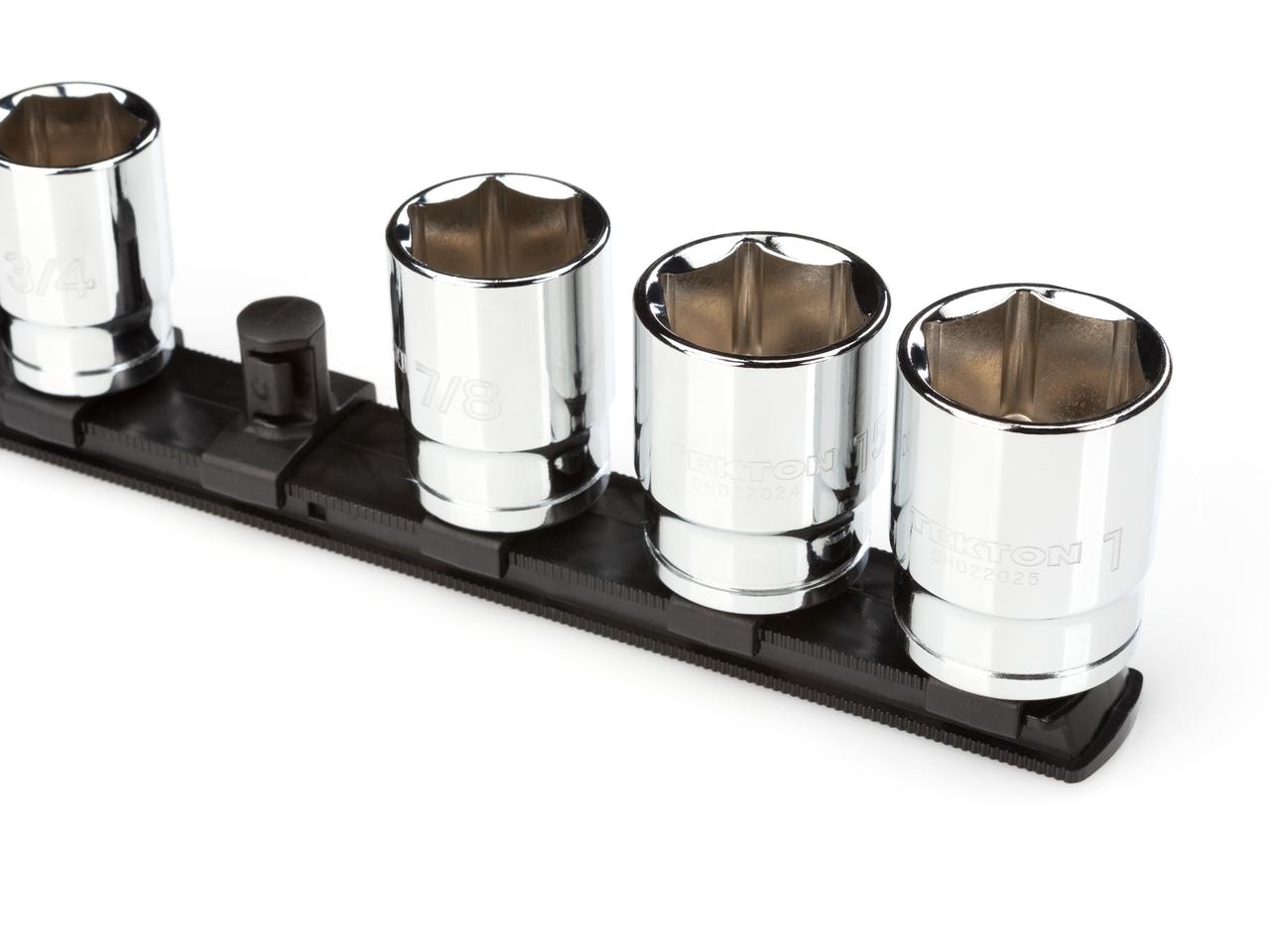 1/2 Inch Drive x 13 Inch Socket Rail, 10 Clips (Black) | TEKTON | USA
