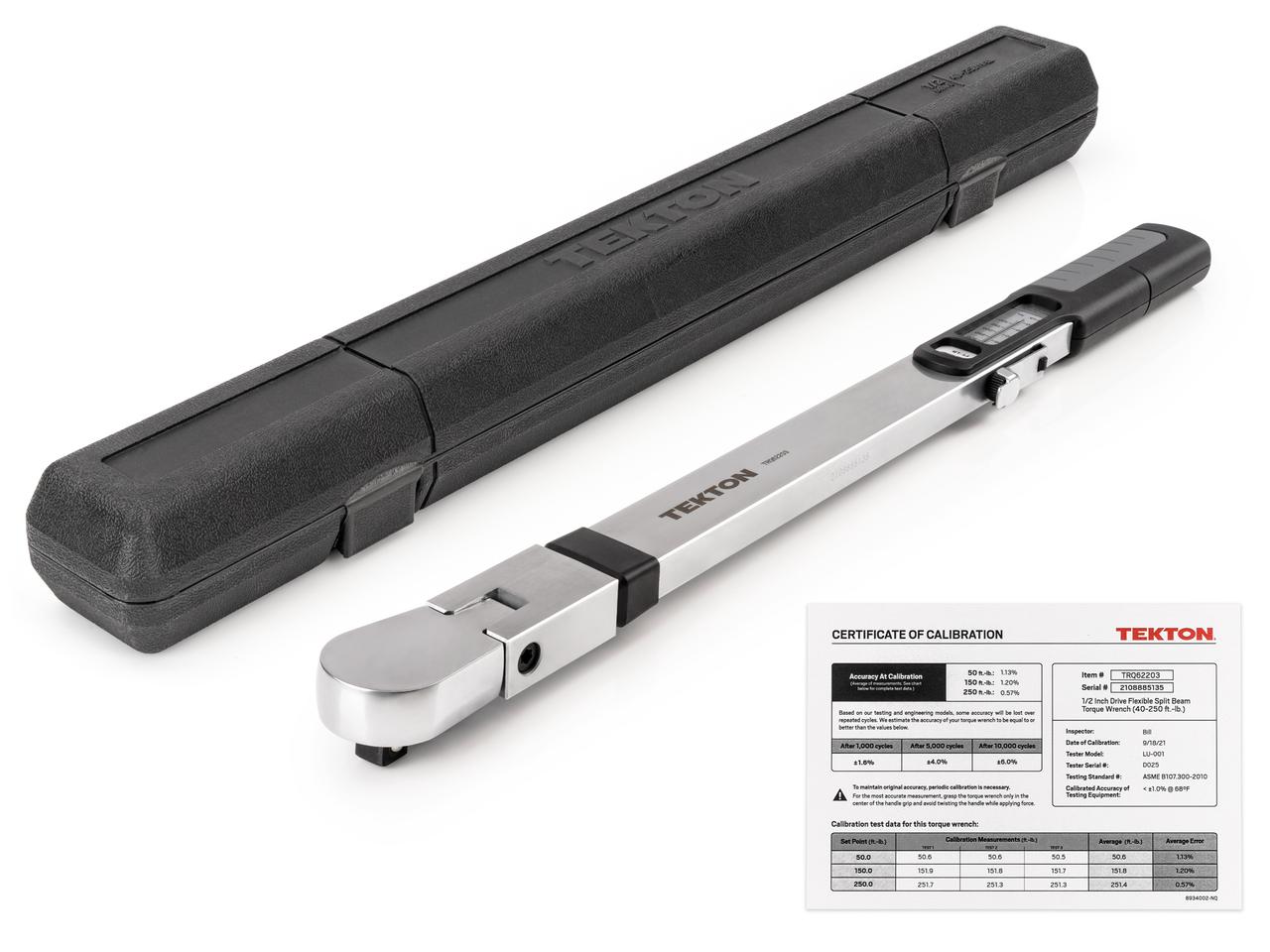 1/2 Inch Drive 72-Tooth Flex Head Split Beam Torque Wrench | TEKTON