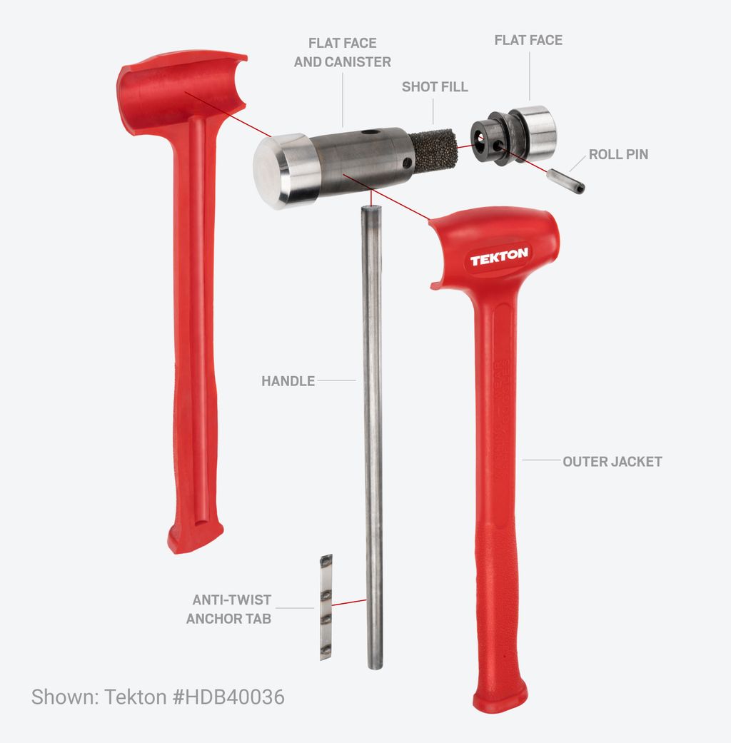 5-Piece Flat Steel Face Dead Blow Hammer Set | TEKTON