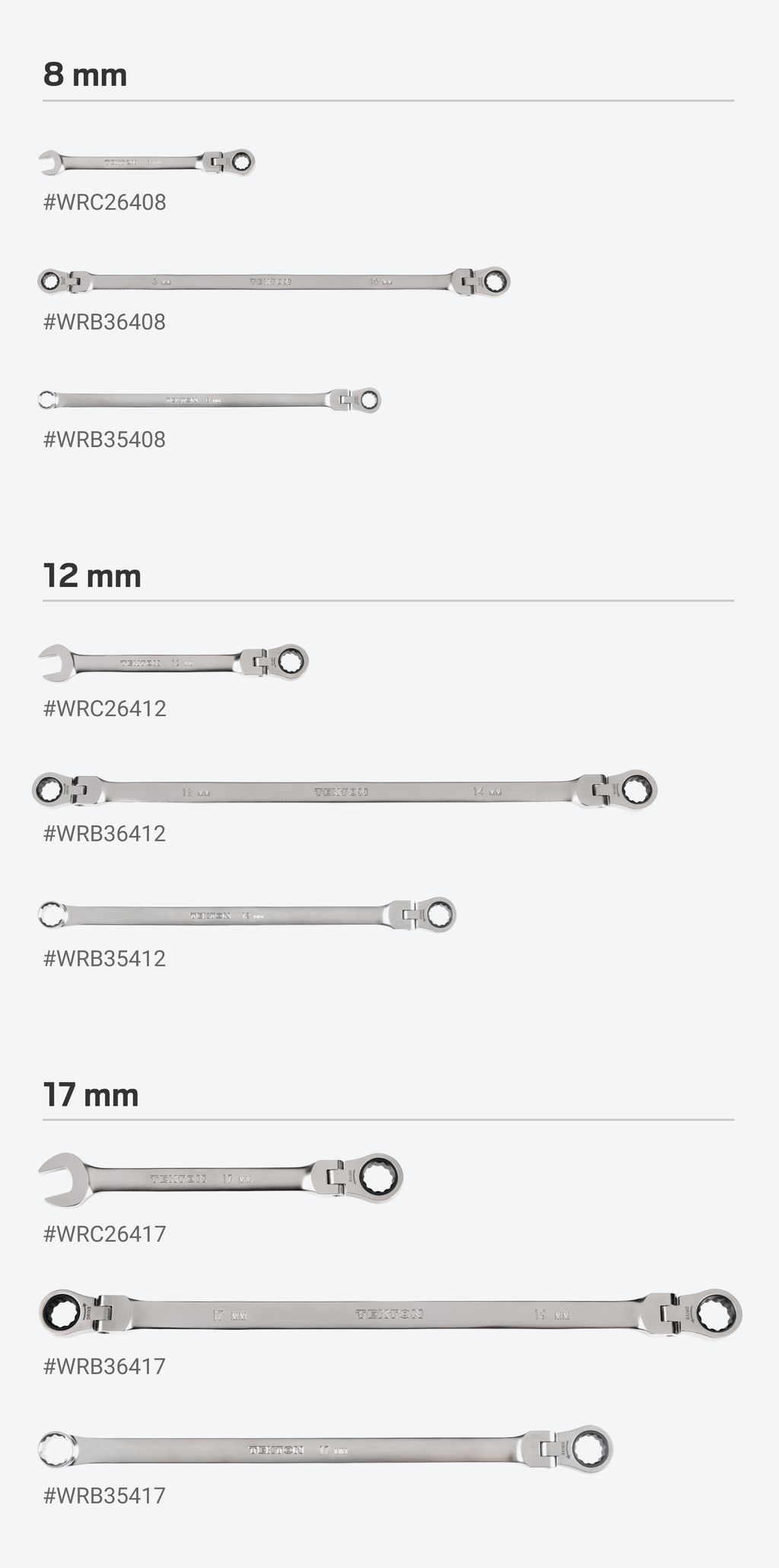 24 mm Fixed/Flex Head Long 12-Point Ratcheting Box End Wrench | TEKTON